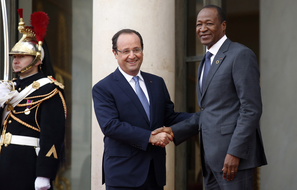 France’s President Hollande greets Blaise Compaore, President of ...